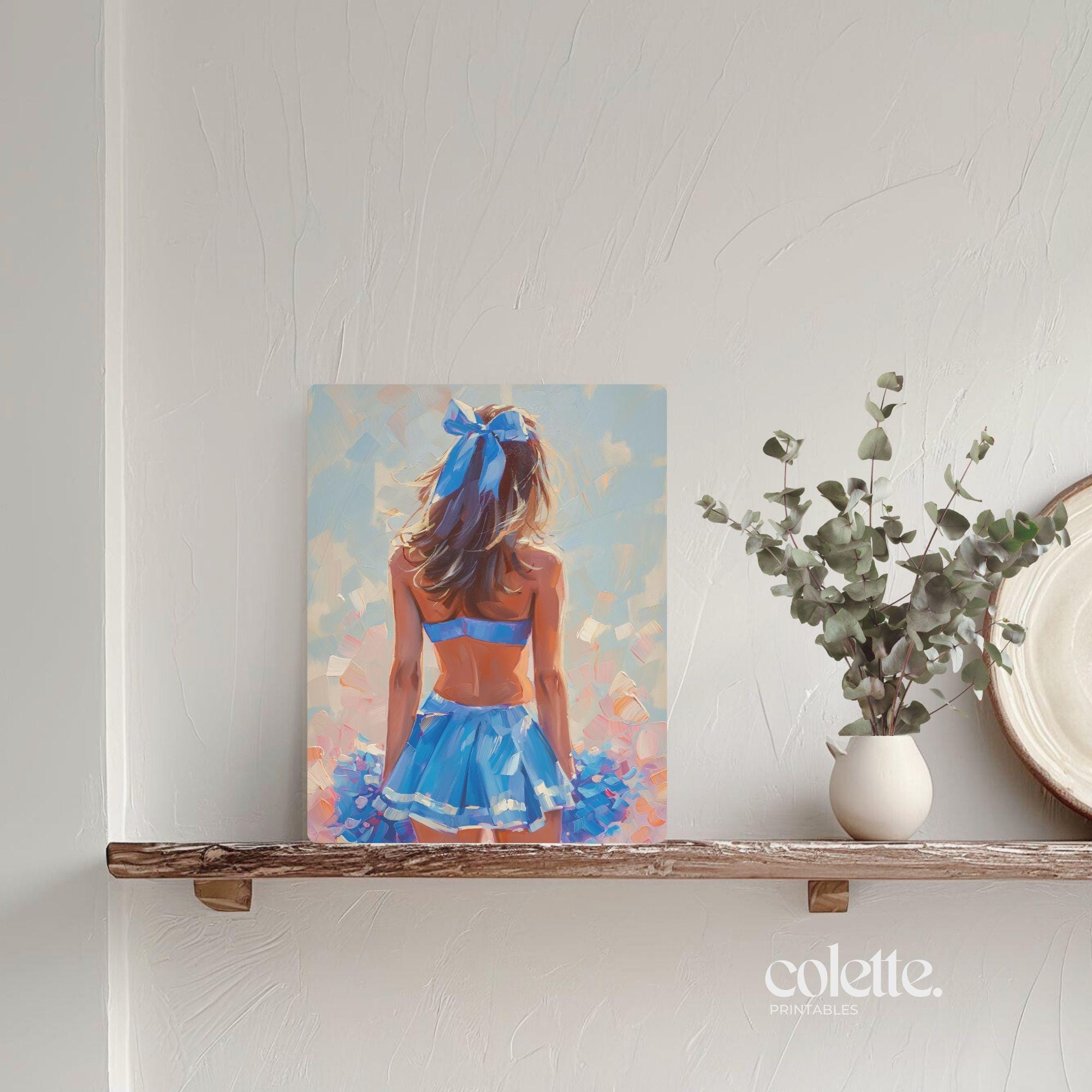 Blue Cheerleader Poster Printable Blue Uniform Cheerleader Wall Art ...