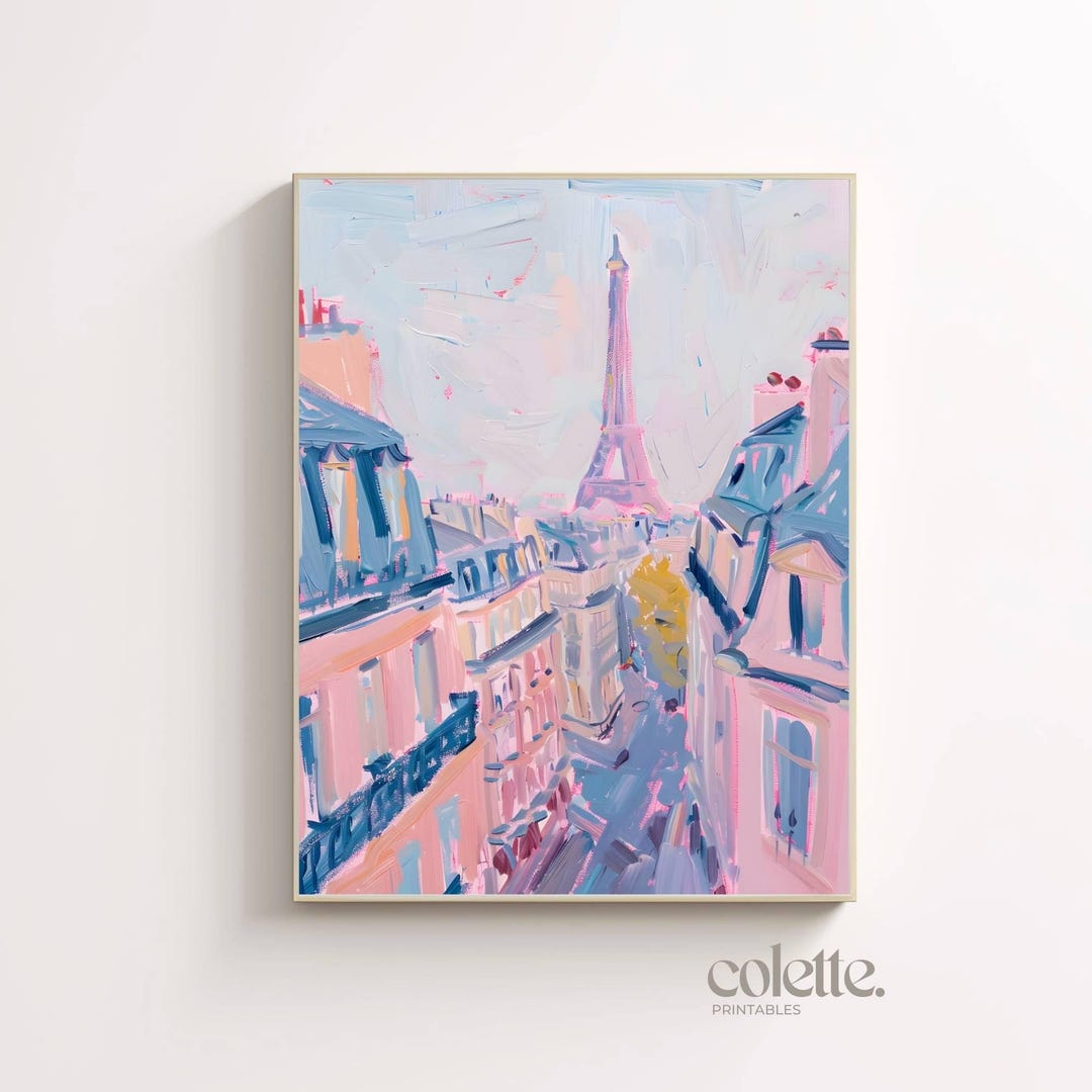 Pastel Paris Painting Printable Wall Art Eiffel Tower Painting Paris ...