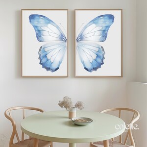 Blue Split Butterfly Wall Art Set of 2 Butterfly Wings Painting ...