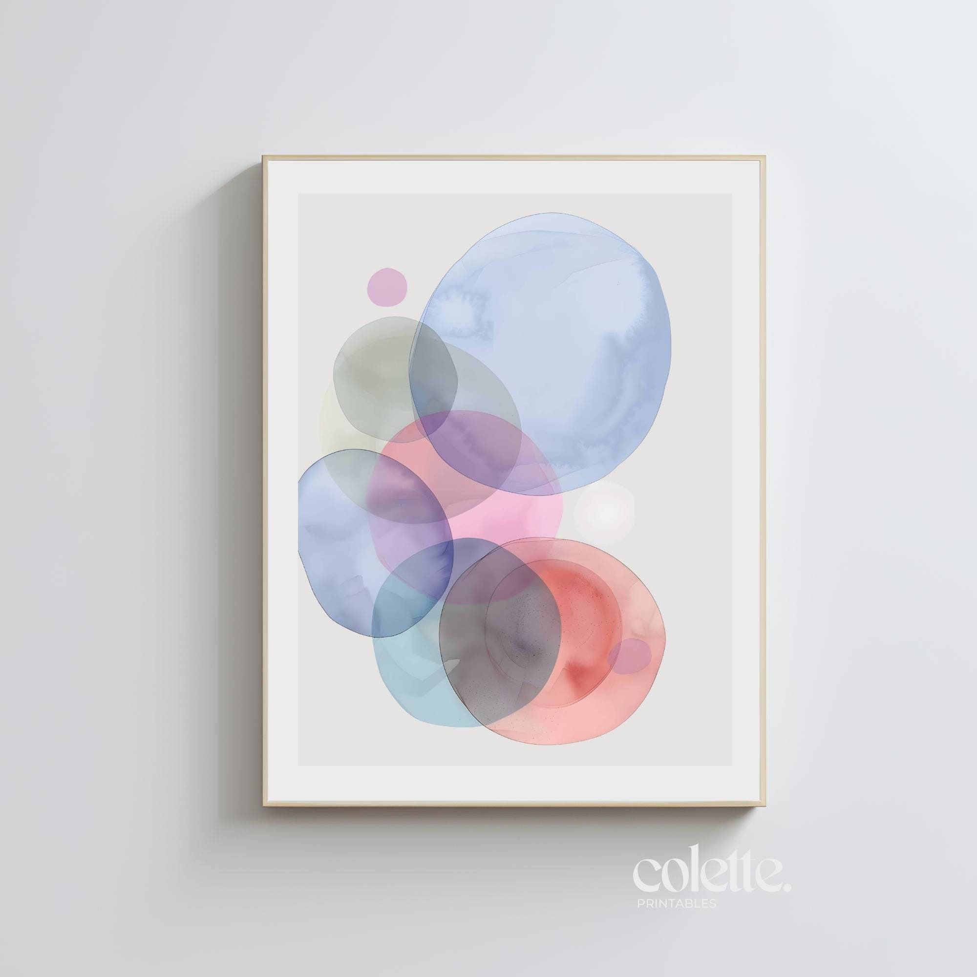 Blue Bubbles Abstract Painting Modern Colorful Circle Wall Art ...
