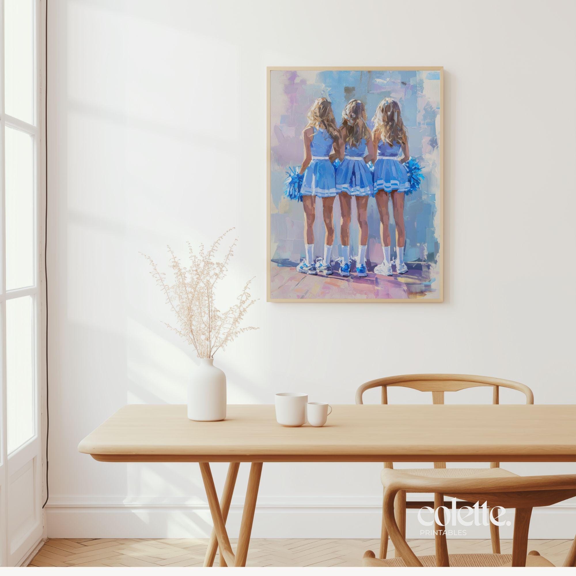 Blue Cheerleader Poster Printable Blue Cheerleading Team Painting ...