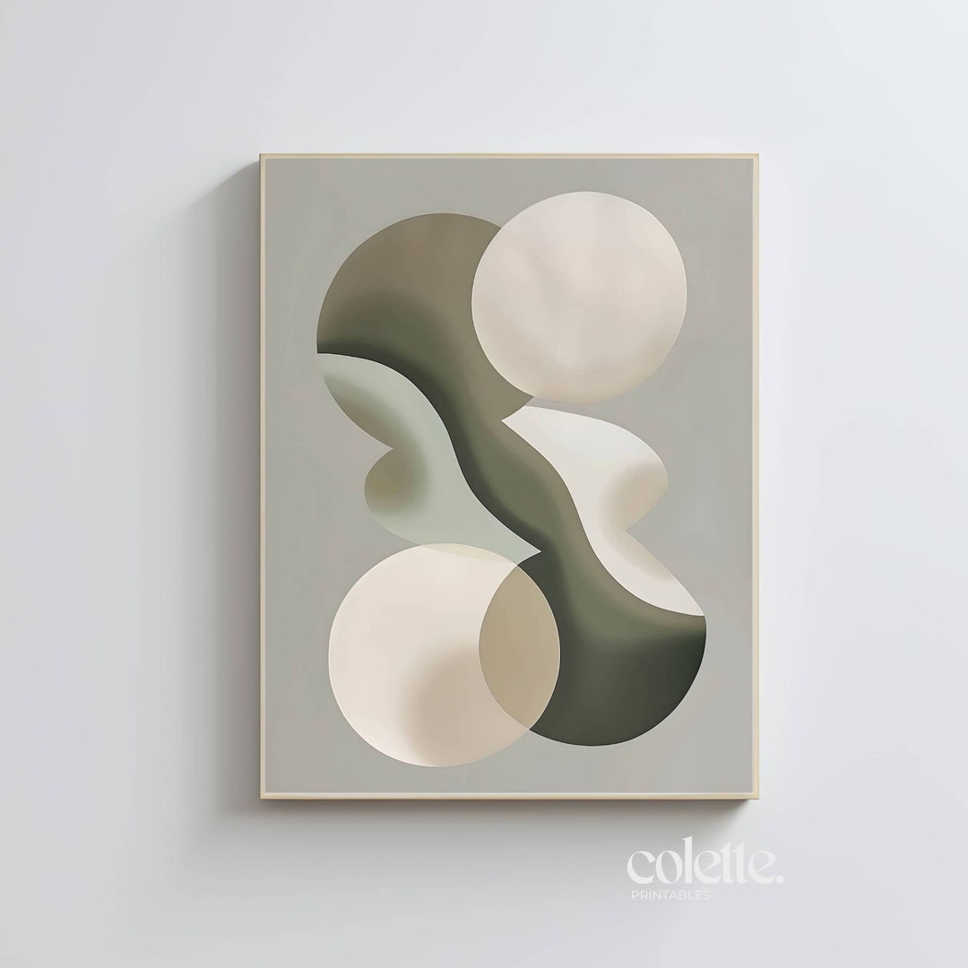 Abstract Green 3D Shapes Art Print: Modern Wall Decor (digital Download ...