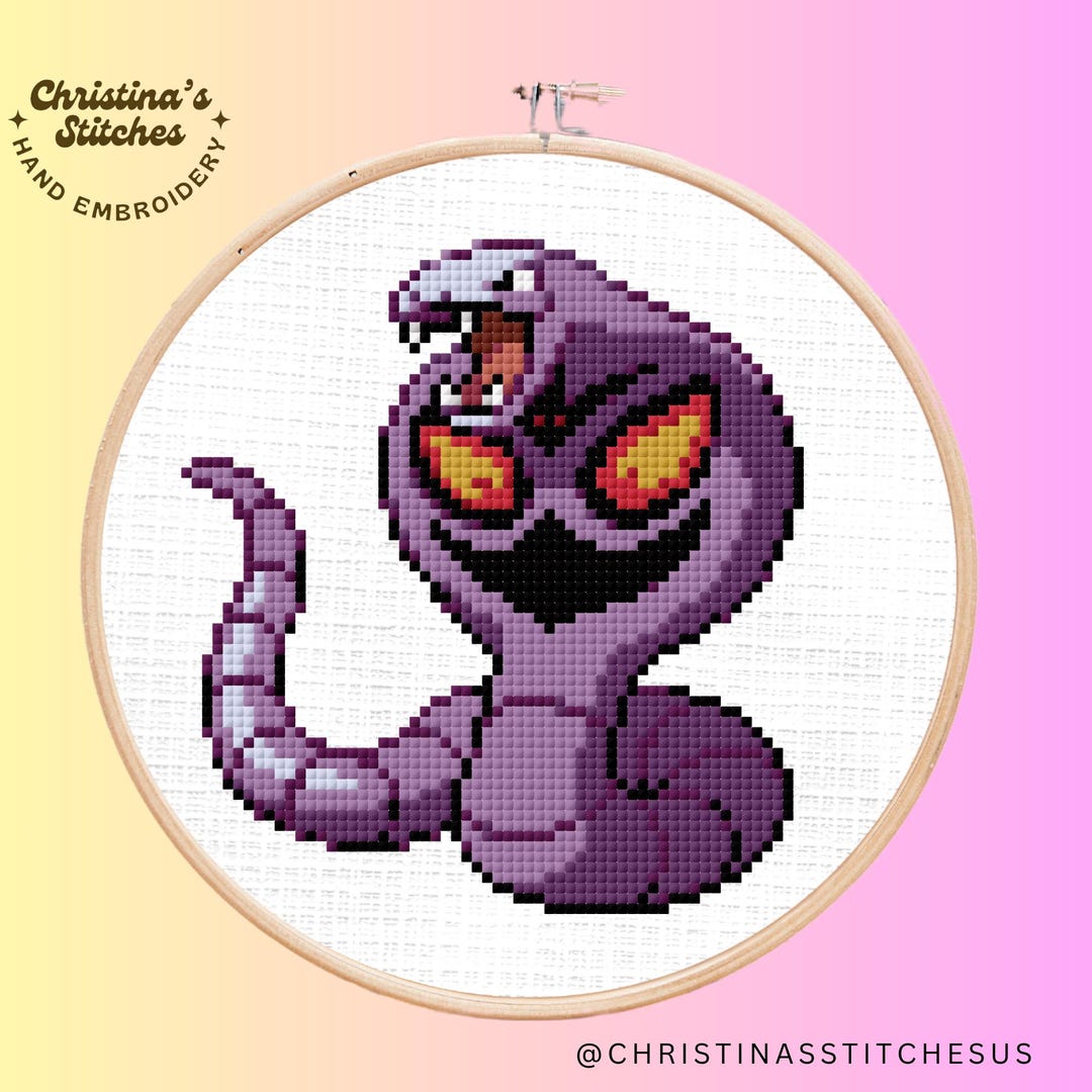 Arbok Cross-stitch Pattern | Digital PDF Download | Retro Gaming Stitch ...