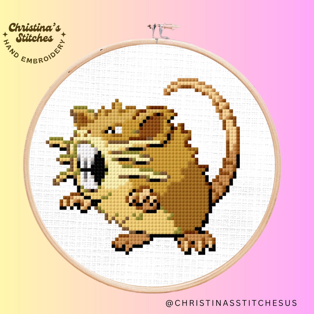 Raticate Pokemon Cross-stitch Pattern | Digital PDF Download | Kawaii ...