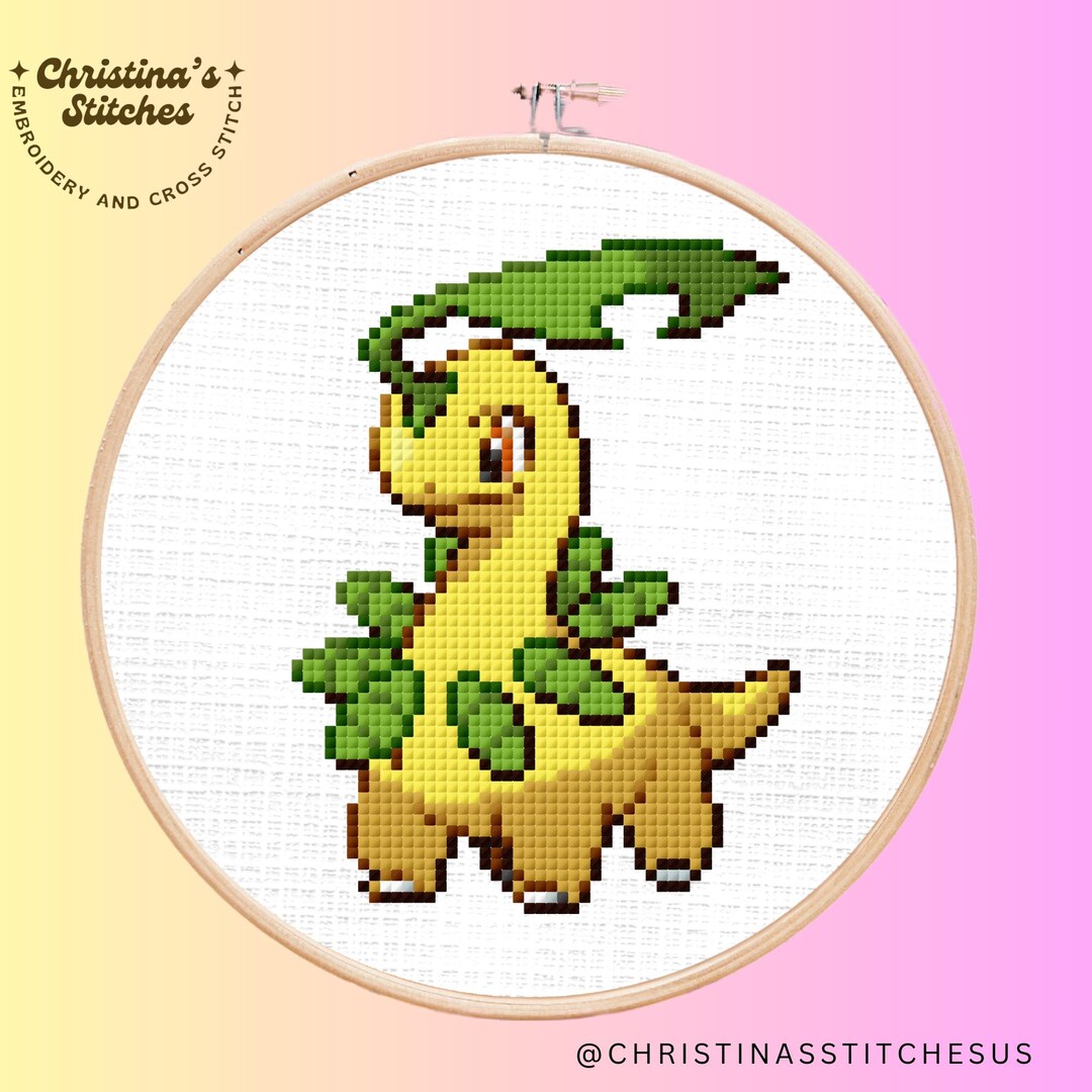 Bayleef Cross Stitch Pattern – Johto Grass Starter Pokemon | Pixel Art ...