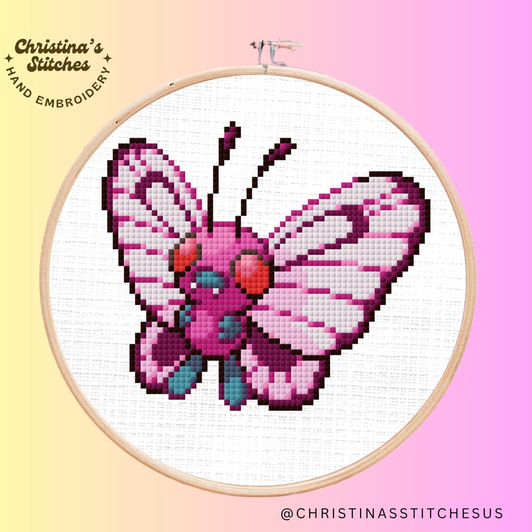 Shiny Butterfree Pokemon Cross Stitch Pattern | Instant PDF Download ...