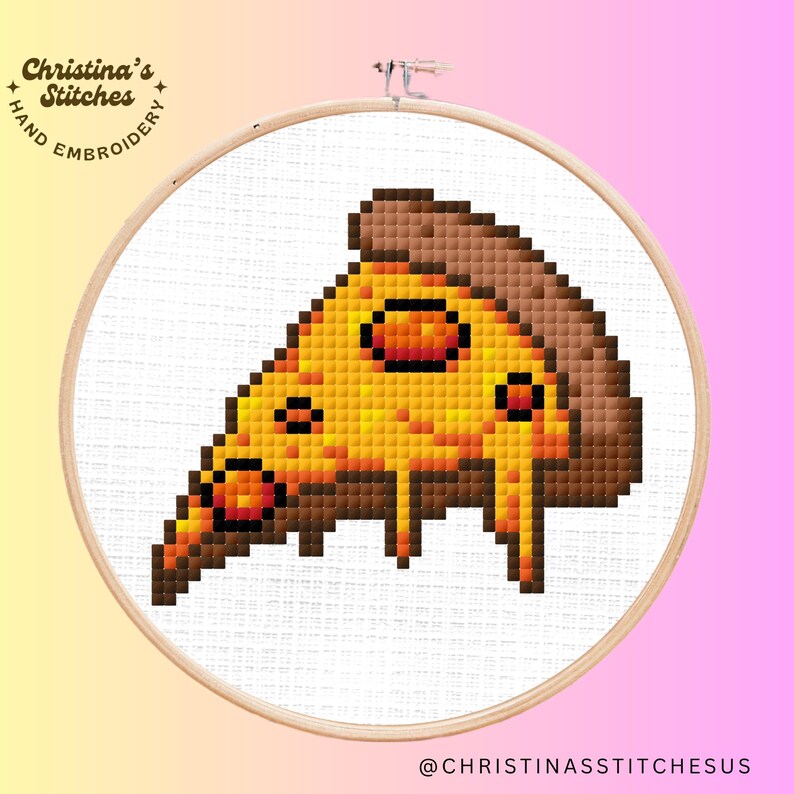 Charming Pixel Pizza Cross Stitch Design - Digital Foodie Embroidery ...