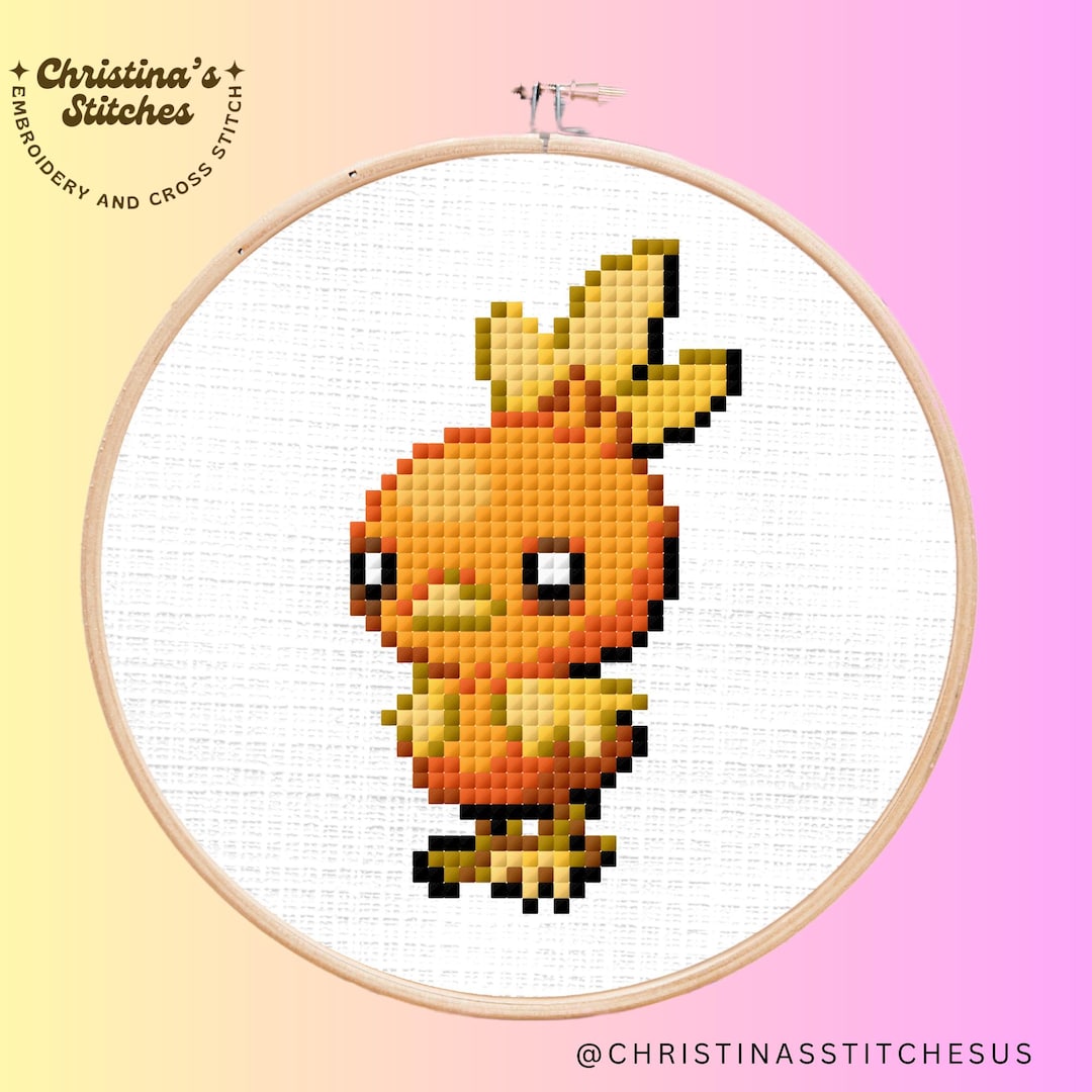 Torchic Cross Stitch Pattern | Cute Fire Pokémon | Pixel Style ...