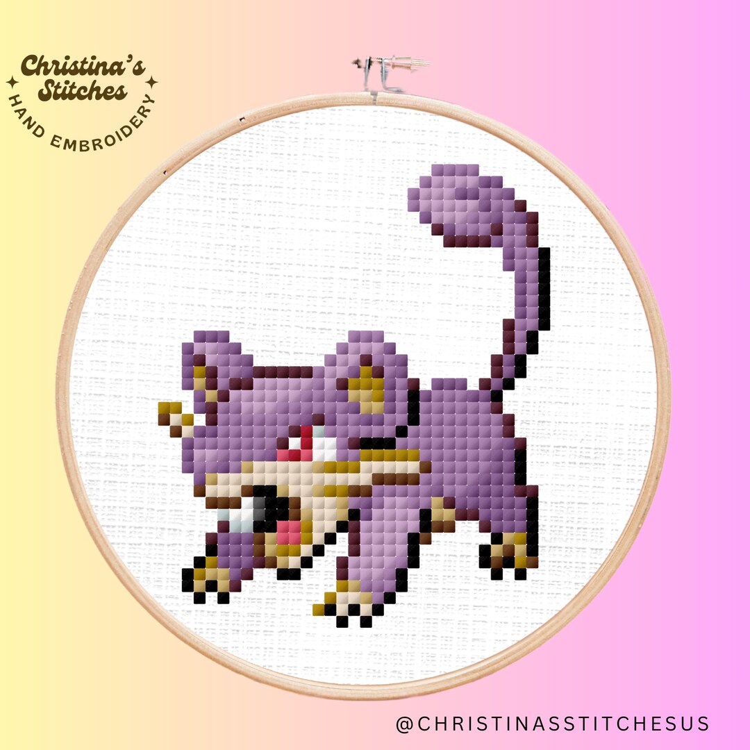 Rattata Pokemon Cross Stitch Pattern | Kawaii Pixel Art (digital PDF ...