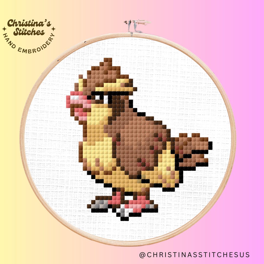 Pidgey Cross Stitch Pattern – Pixel Art Pokémon Embroidery – Instant ...