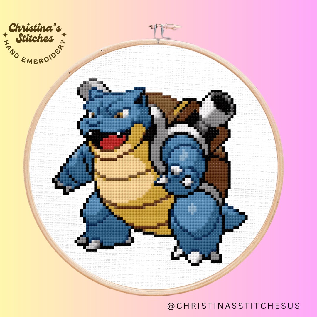 Blastoise Pokemon Cross-stitch Pattern | Digital PDF Download | Retro ...
