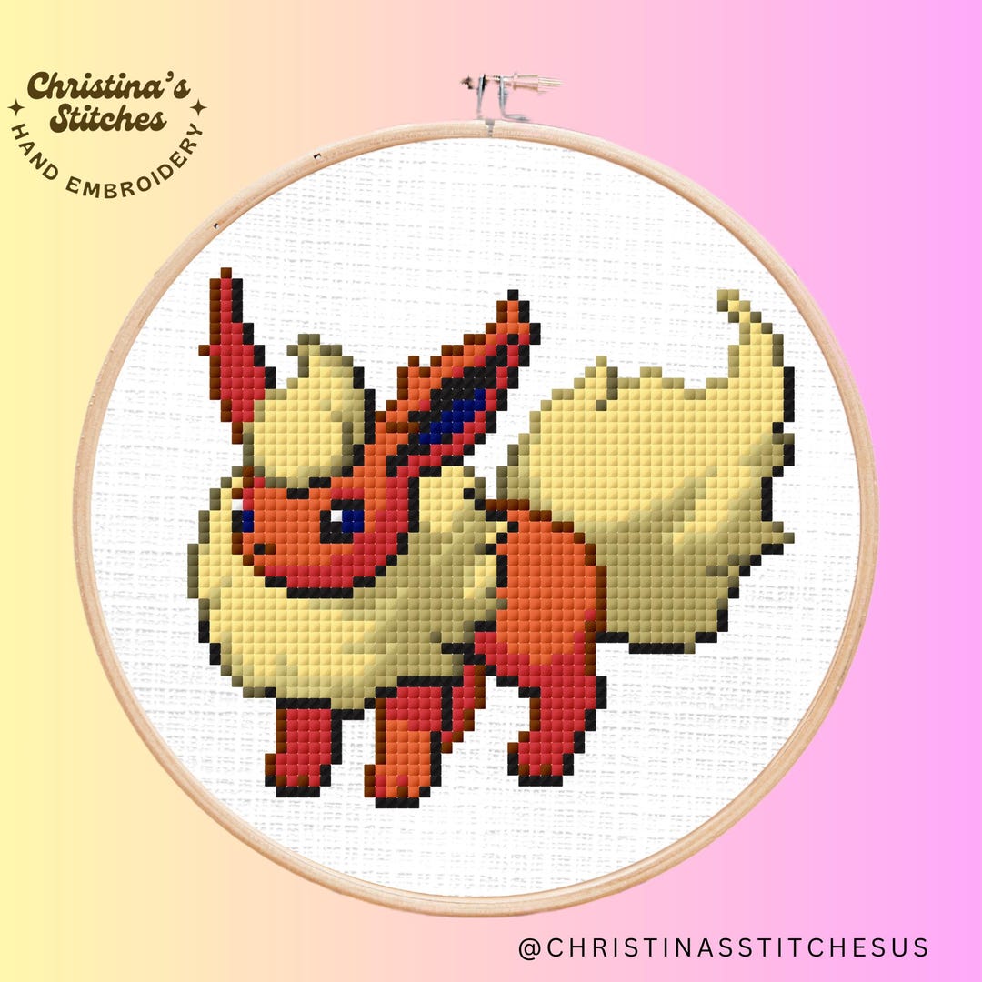 Flareon Pokemon Cross Stitch Pattern - Instant PDF Download for ...