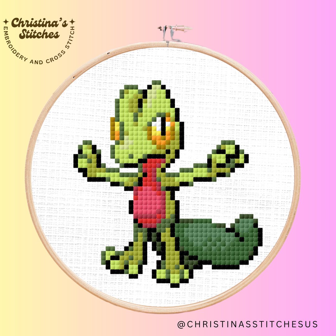Treecko Cross Stitch Pattern | Pixel Art Pokémon Starter | Cute Gen 3 ...