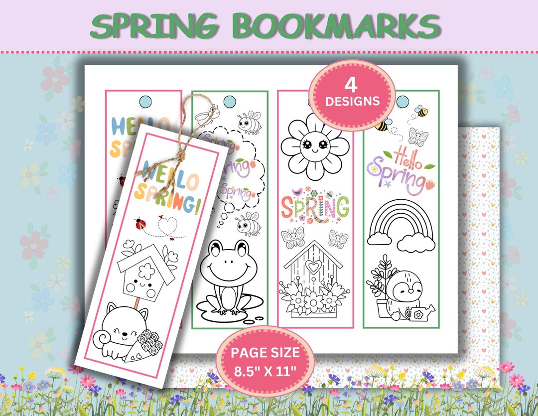 Spring Coloring Bookmarks; Springtime Classroom Color Craft; Printable ...