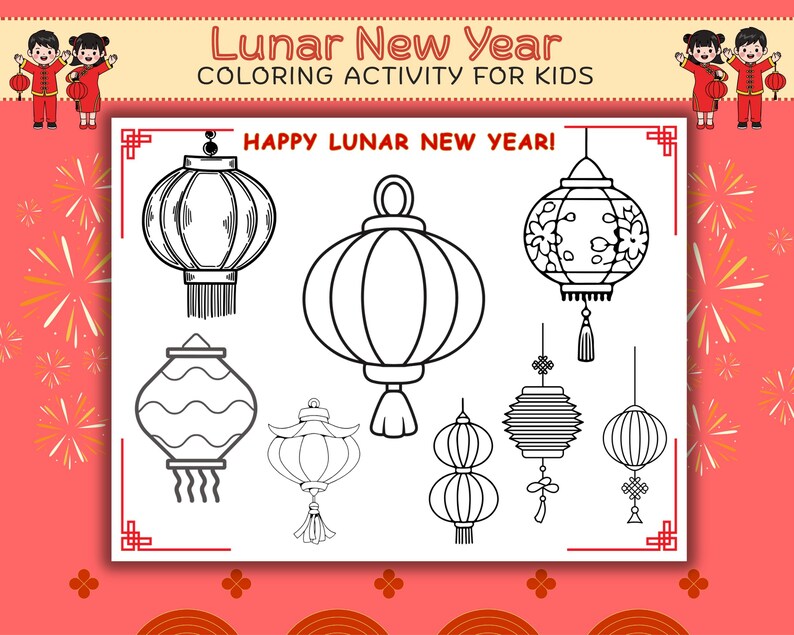 Lunar New Year Lantern Coloring Pages for Kids; Chinese Lanterns to ...