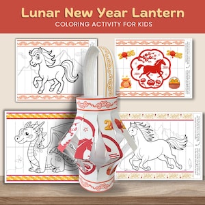 Lunar New Year Lantern Coloring Craft for Kids; Printable; Chinese New ...