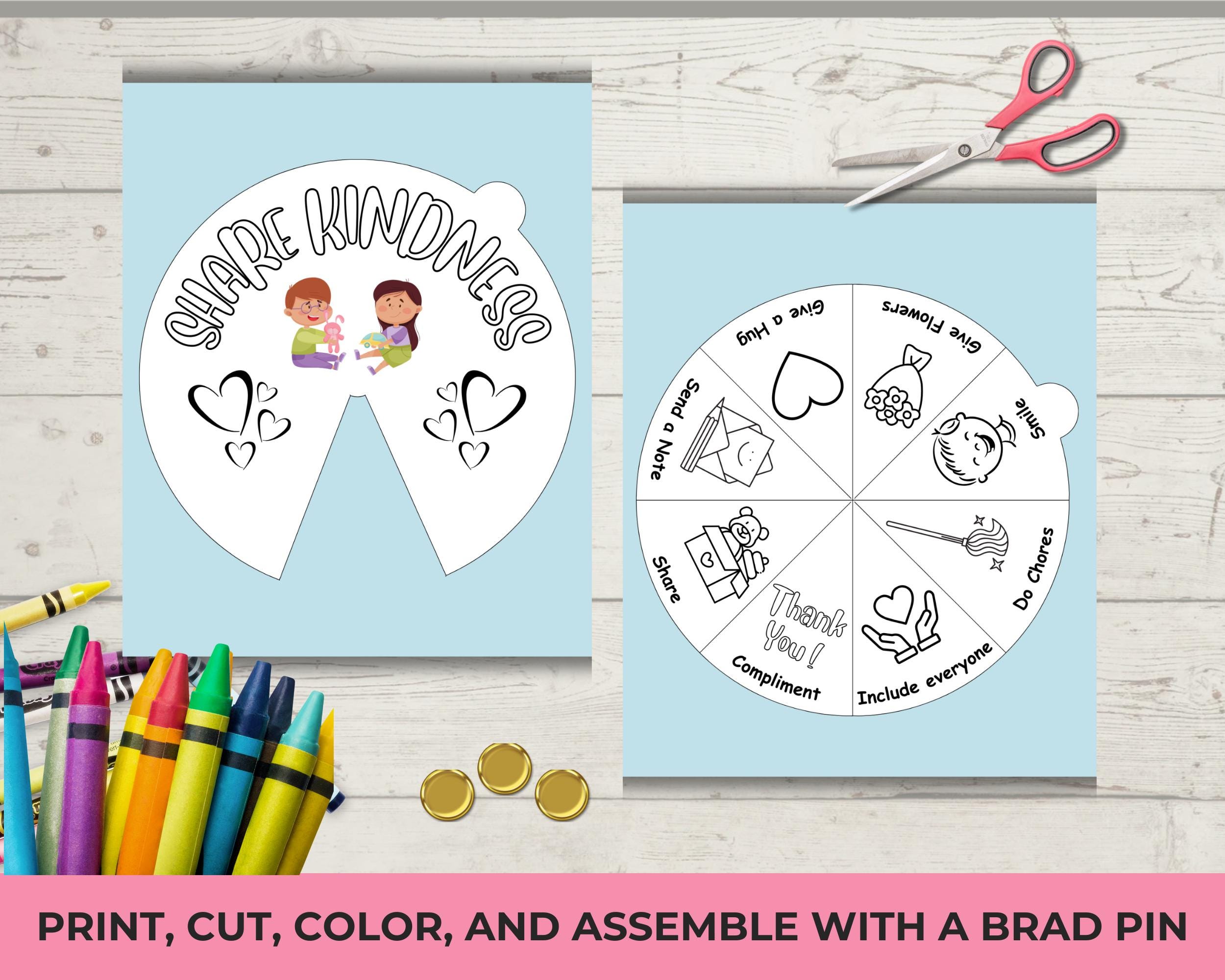 Random Acts of Kindness Spinner Wheel Coloring Project; Coloring Craft ...
