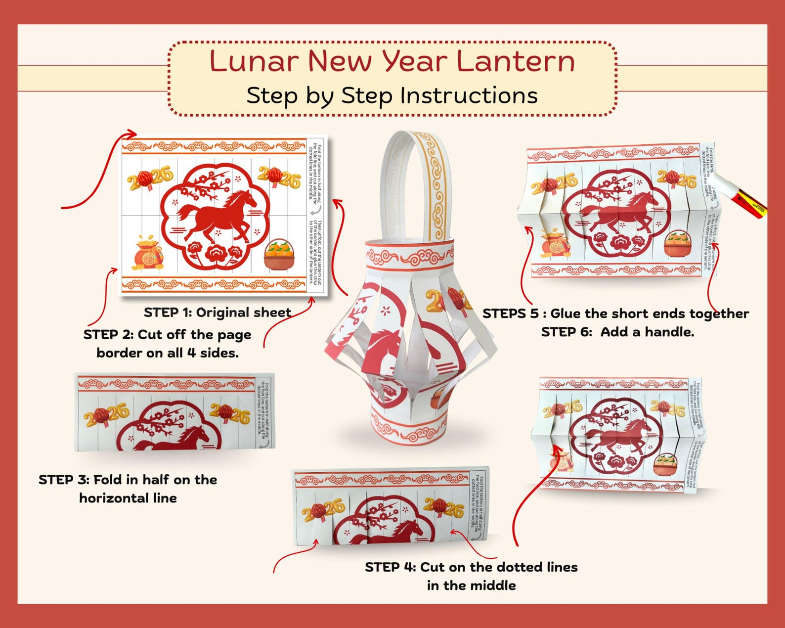 Lunar New Year Lantern Coloring Craft for Kids; Printable; Chinese New ...