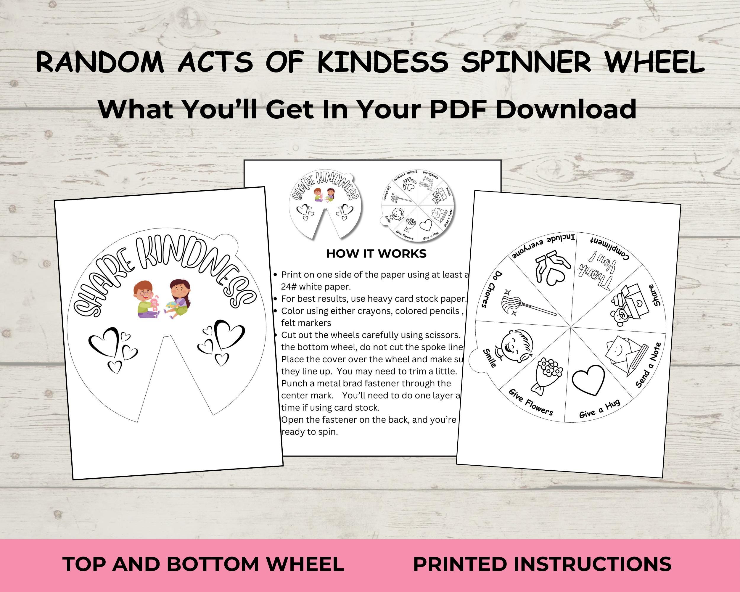 Random Acts of Kindness Spinner Wheel Coloring Project; Coloring Craft ...