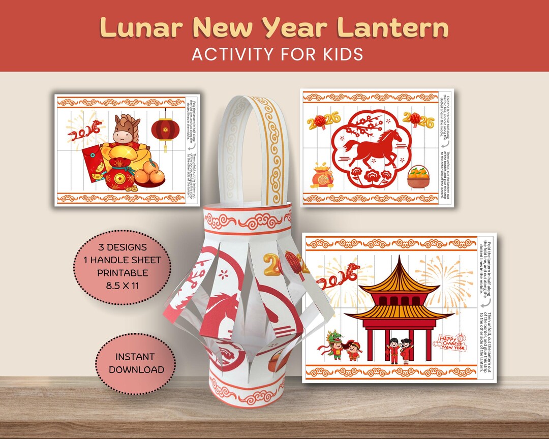 Lunar New Year Lantern Activity for Kids, Printable; Chinese New Year ...