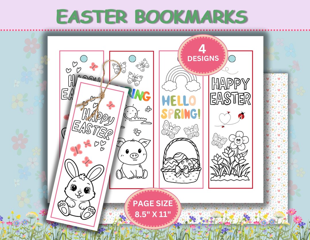 Easter Bookmarks for Kids to Color; Spring Classroom Craft; Print on ...
