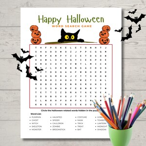 Halloween Word Search Game: Printable Classroom Activity (instant ...