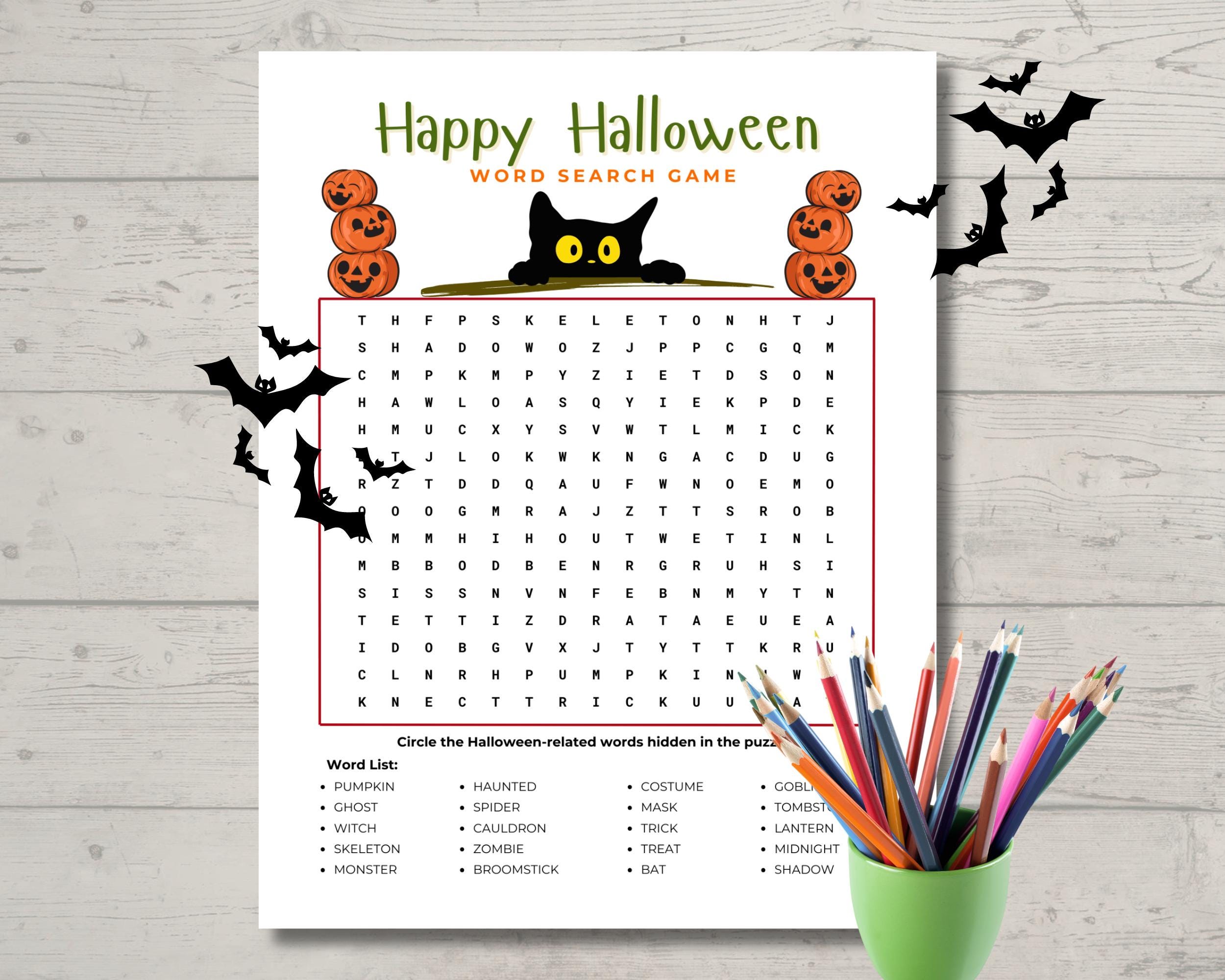Halloween Word Search Game; Printable; for Kids of All Ages; Instant ...