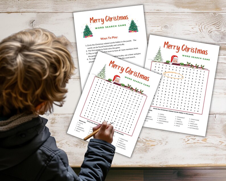 Christmas Word Search Game: Printable Holiday Activity (PDF Pattern) - Etsy