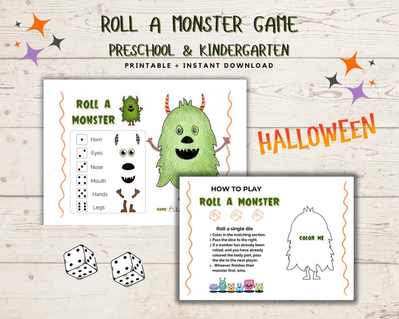 Fun Halloween Printable Dice Game for Kids - Perfect for Kids of All ...