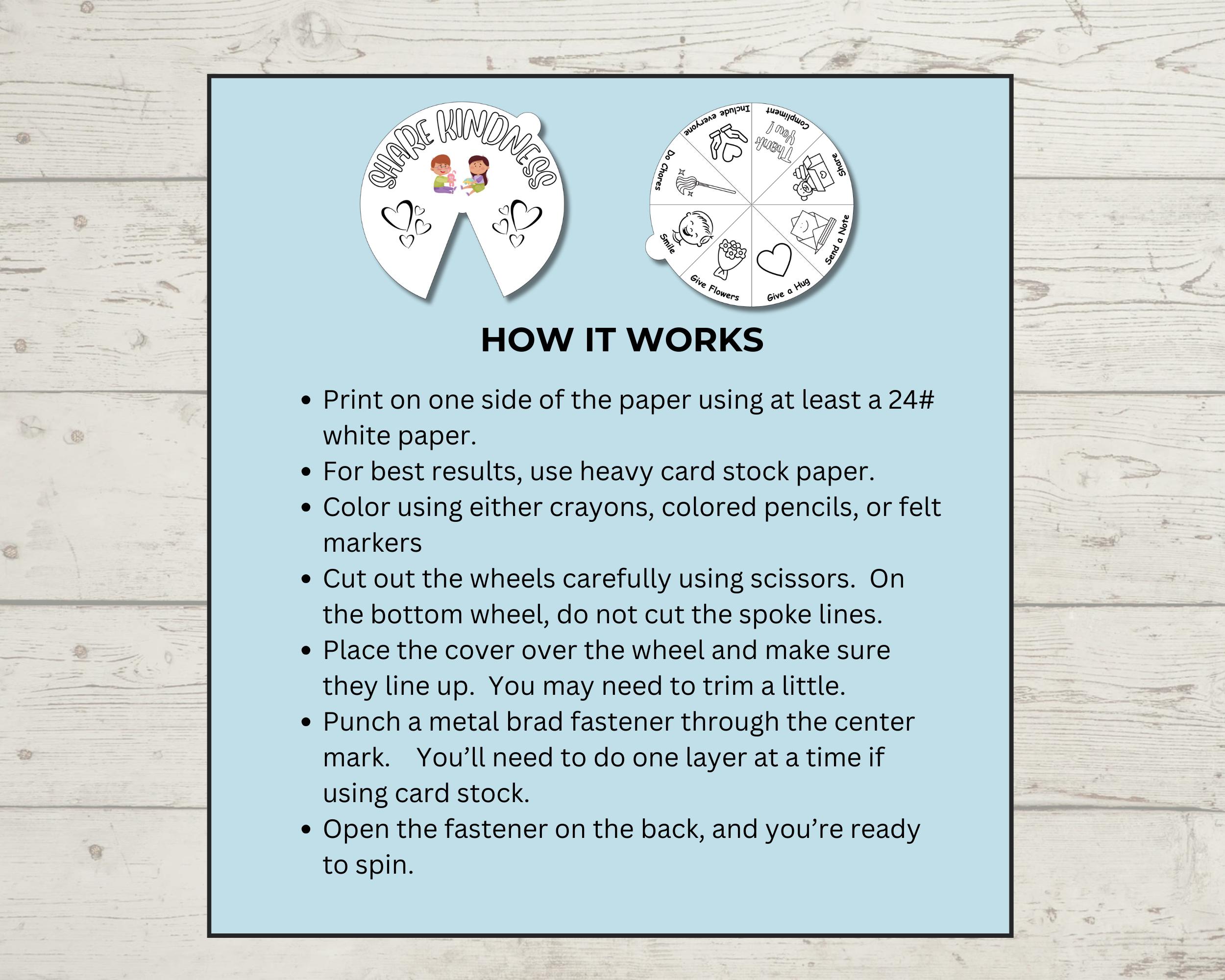 Random Acts of Kindness Spinner Wheel Coloring Project; Coloring Craft ...