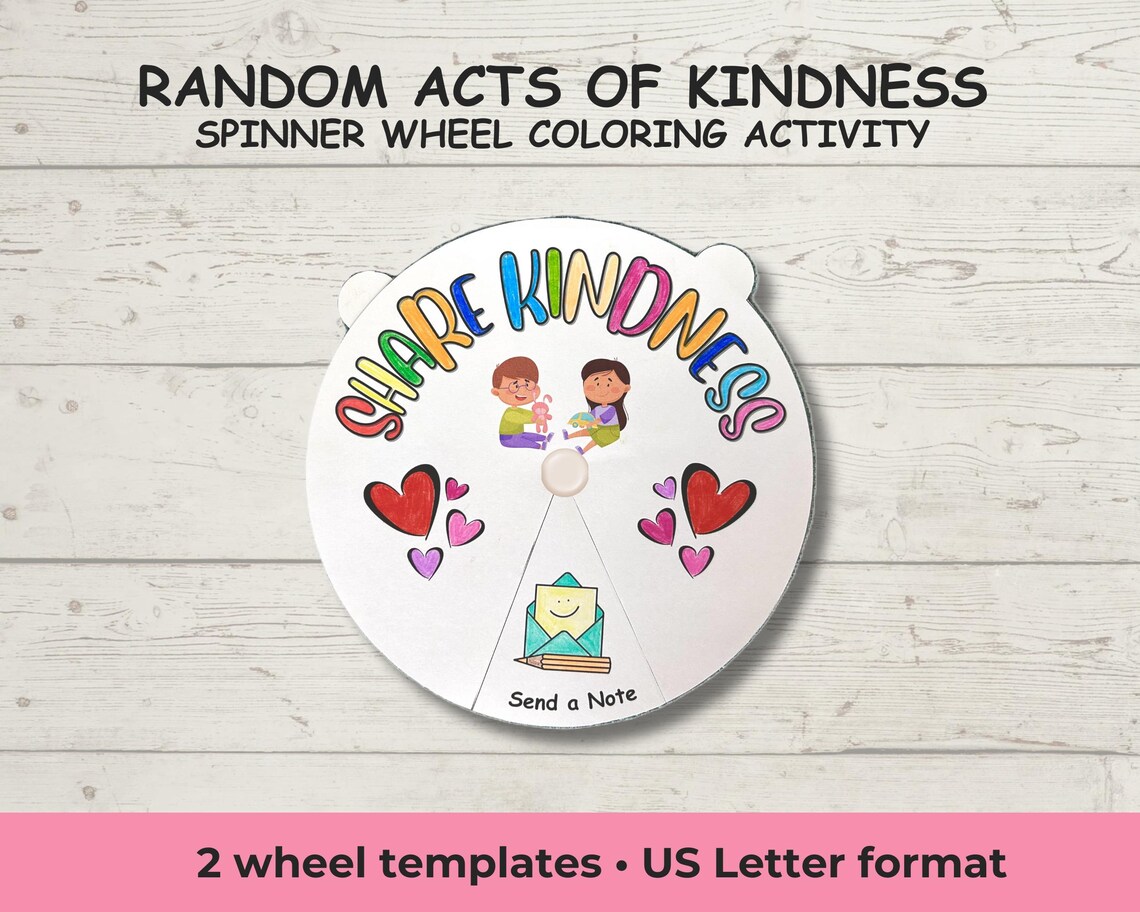 Random Acts of Kindness Spinner Wheel Coloring Project; Coloring Craft ...