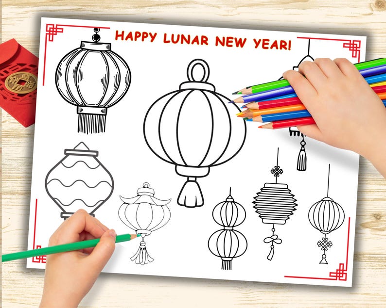 Lunar New Year Lantern Coloring Pages for Kids; Chinese Lanterns to ...