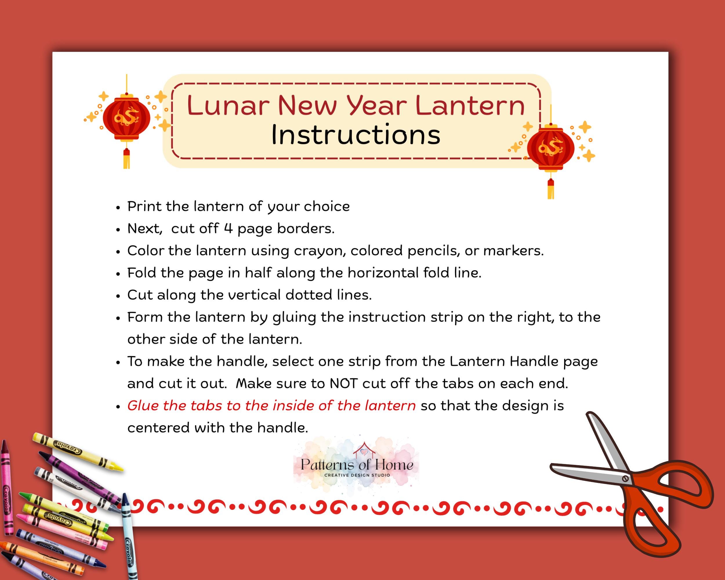 Lunar New Year Lantern Coloring Craft for Kids; Printable; Chinese New ...
