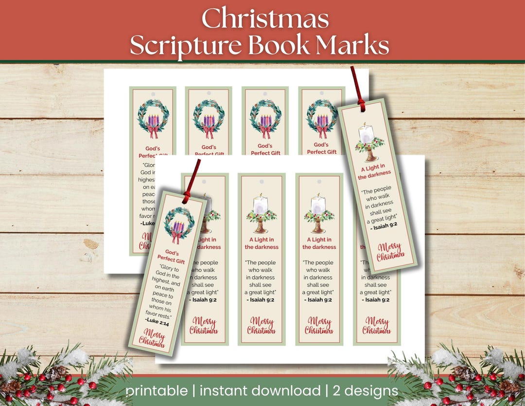 Christmas Scripture Bookmarks Printable; Women Bible Study Gifts; Bible ...