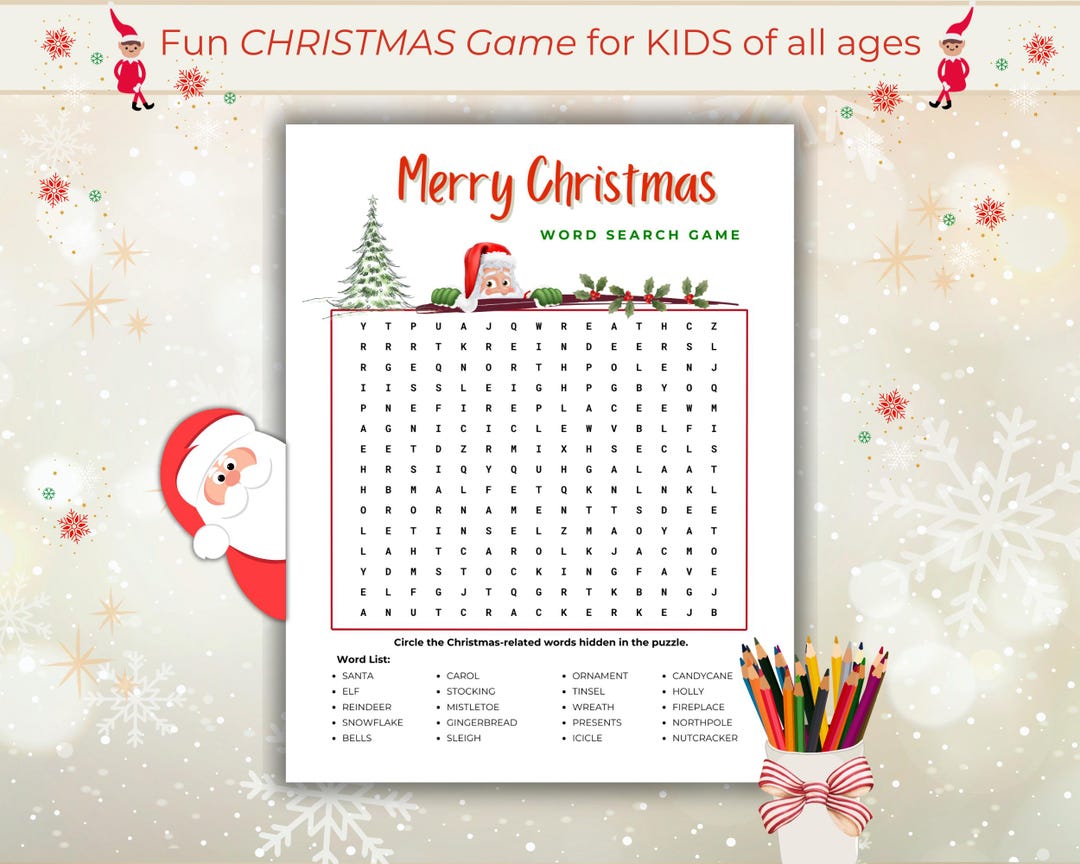 Christmas Word Search Game; Printable; Fun Family Team Activity, for ...