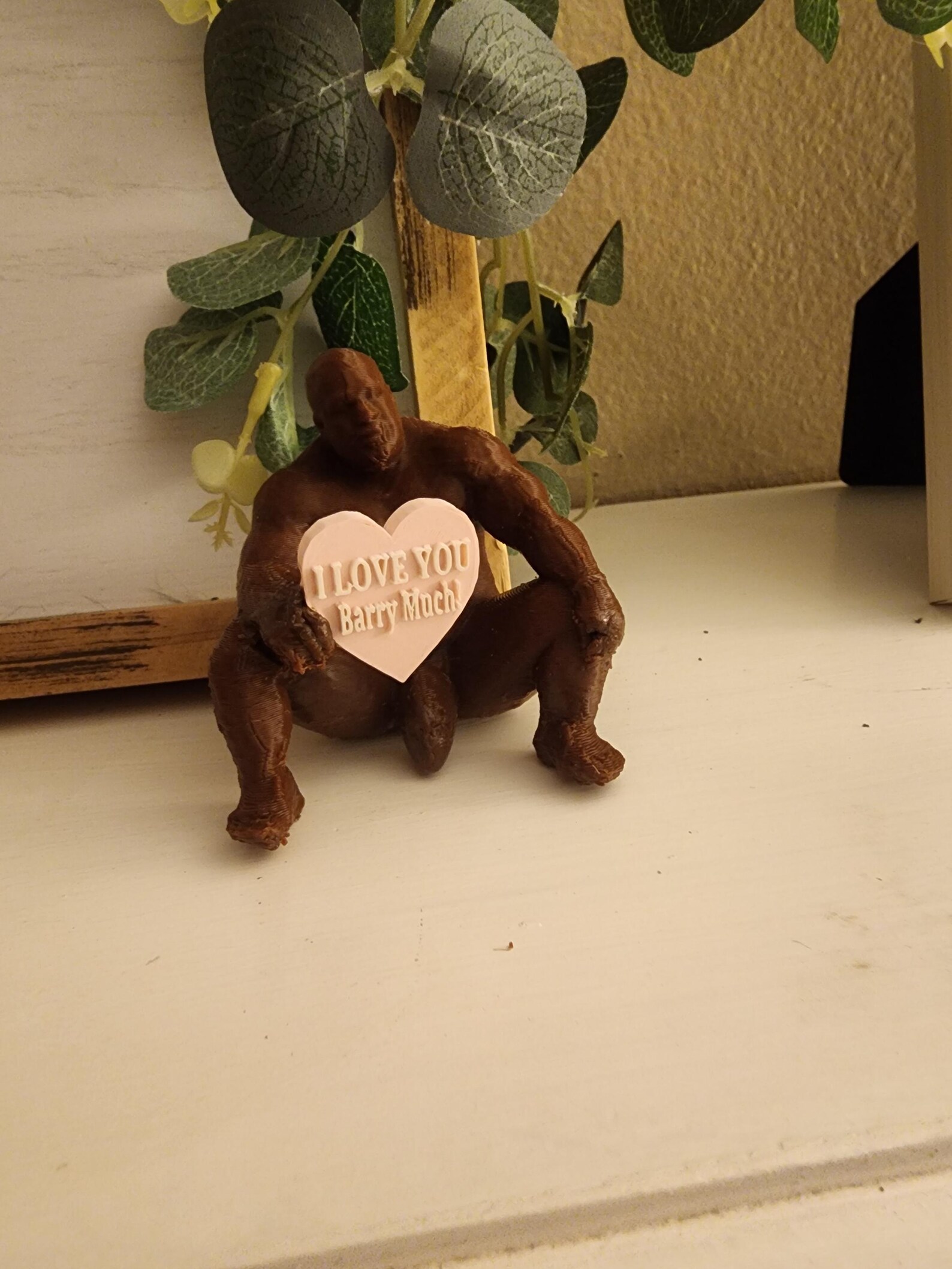 Barry Wood Figurine Holding A – Customizable Heart With Saying's Like ...