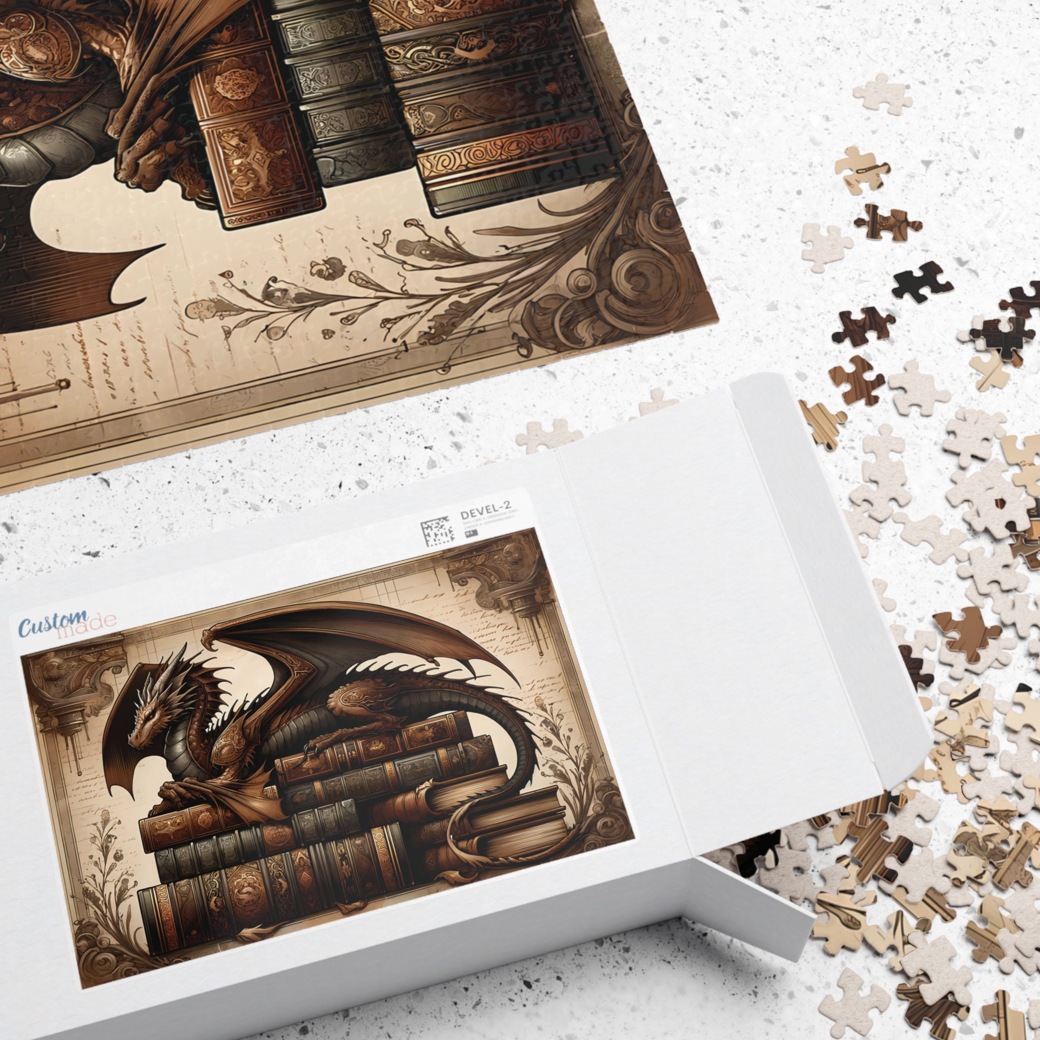 Fantasy Book Puzzle, Dragon and Book Puzzle, 1000 Piece Puzzle, Bookish ...