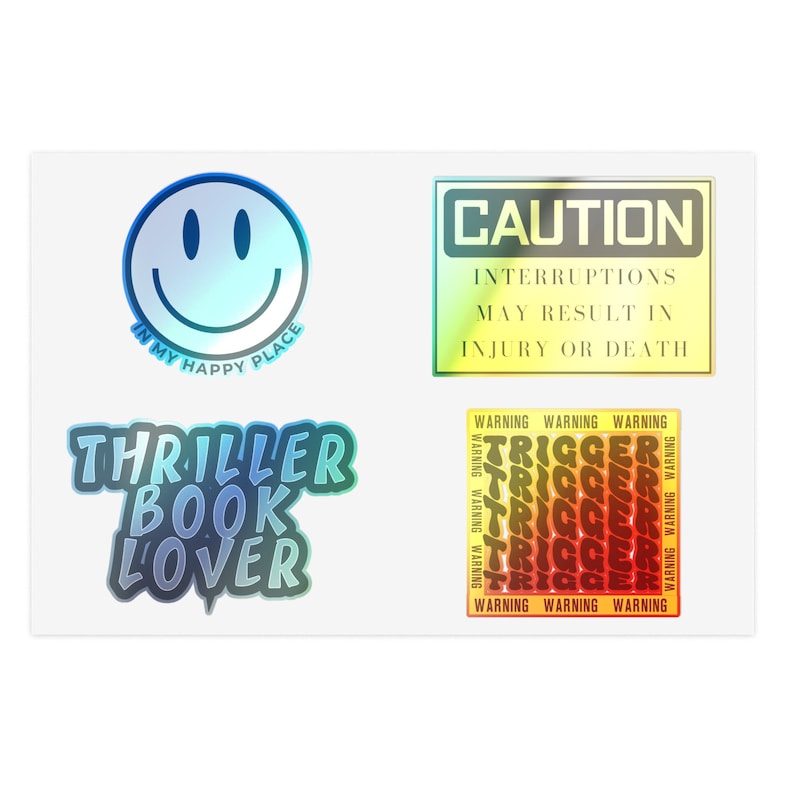Thriller Book Lover Sticker Sheets, Trigger Warning, in My Happy Place ...