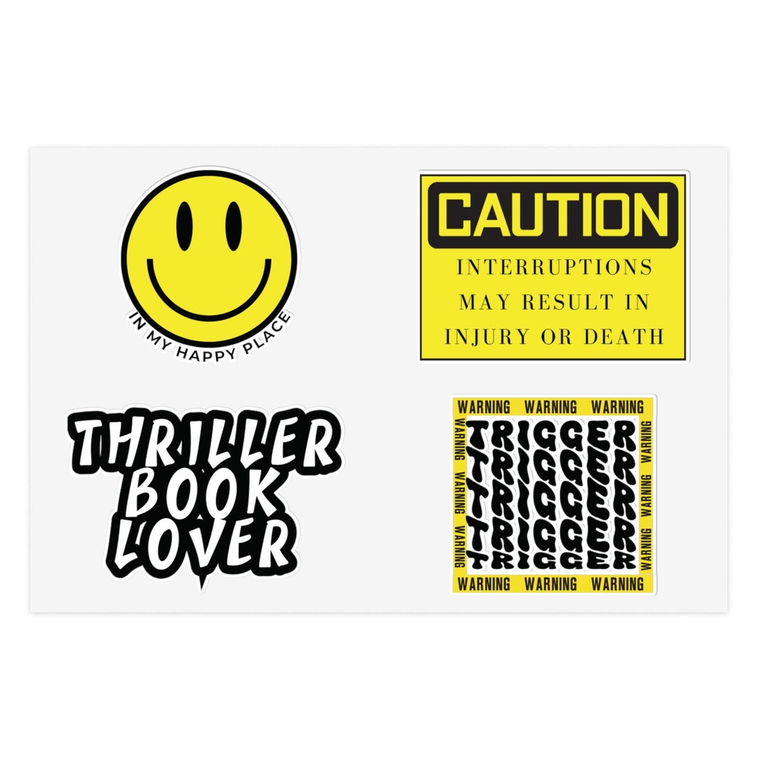 Thriller Book Lover Sticker Sheets, Trigger Warning, in My Happy Place ...