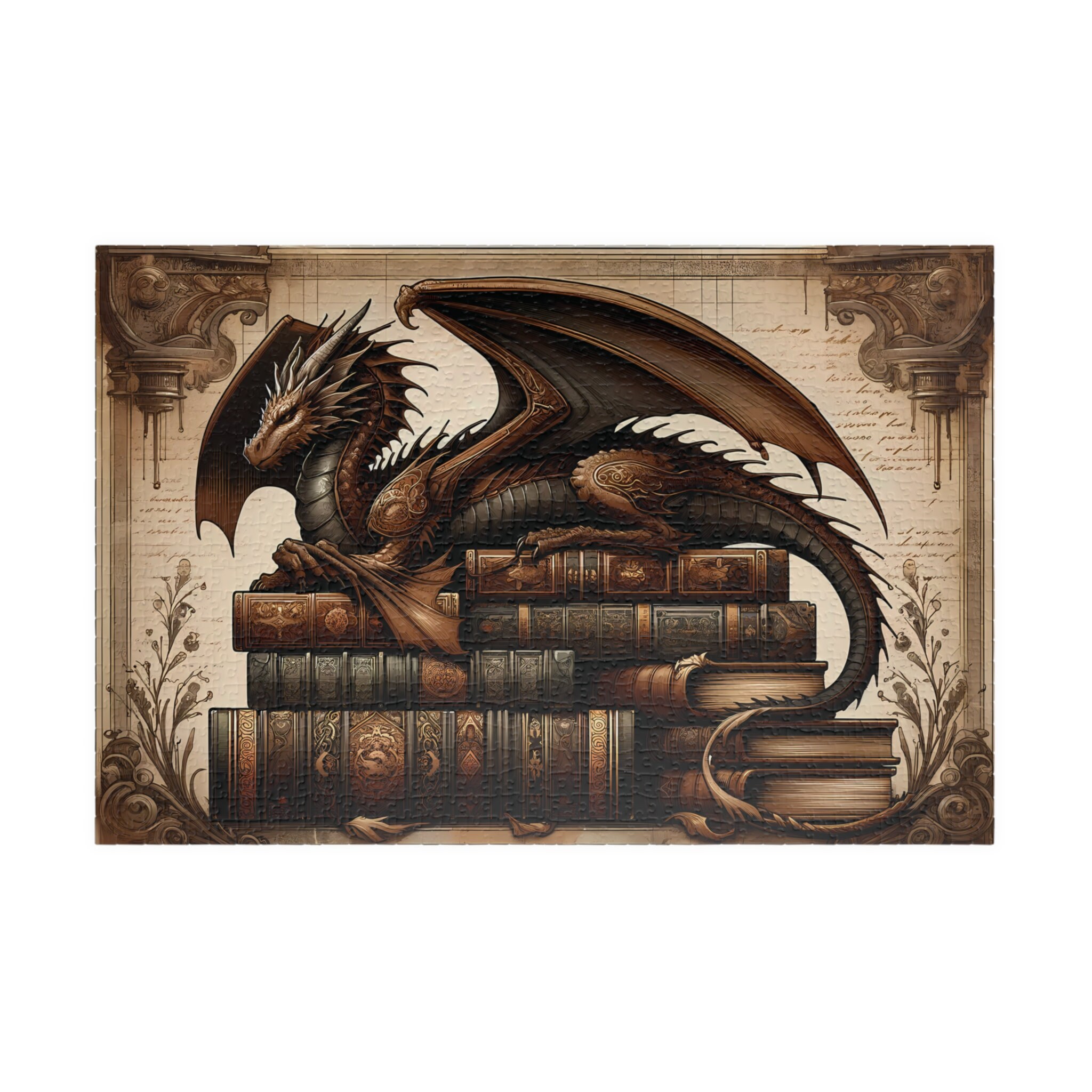 Fantasy Book Puzzle, Dragon and Book Puzzle, 1000 Piece Puzzle, Bookish ...