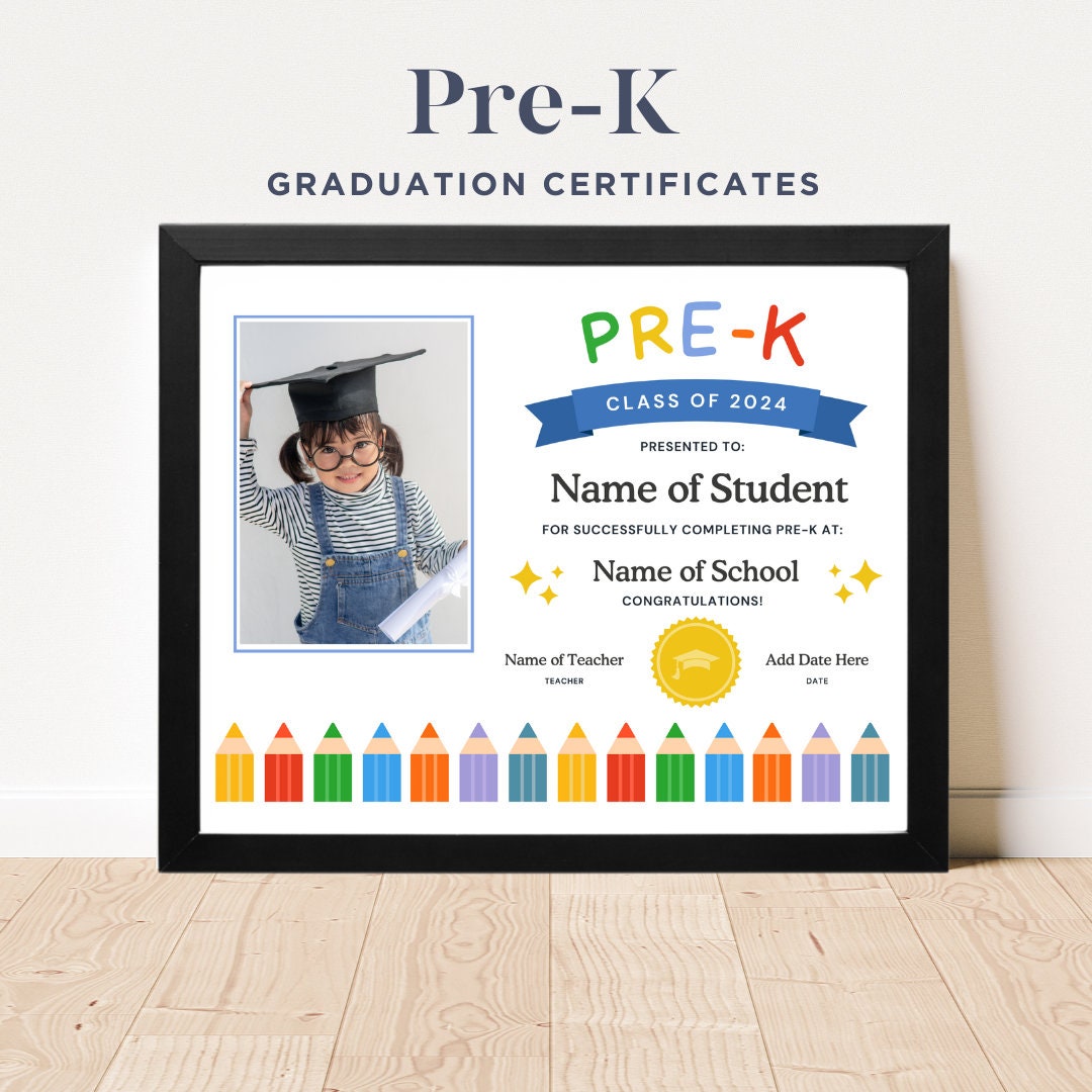 Pre-k Graduation Certificate Template | Editable Graduation Diploma - Etsy
