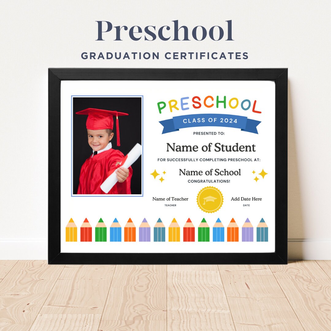 Preschool Graduation Certificate Template | Editable Graduation Diploma ...
