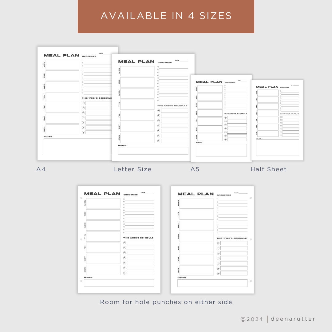 Weekly Meal Planner, Grocery List, Bold Style (digital Download) - Etsy