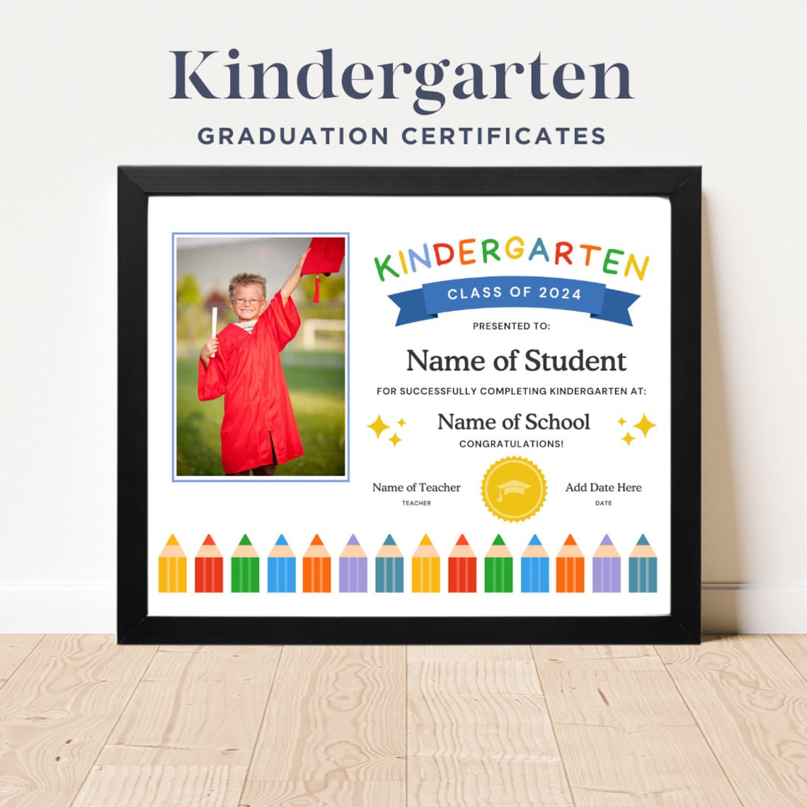 Kindergarten Graduation Certificate Template Editable Graduation ...