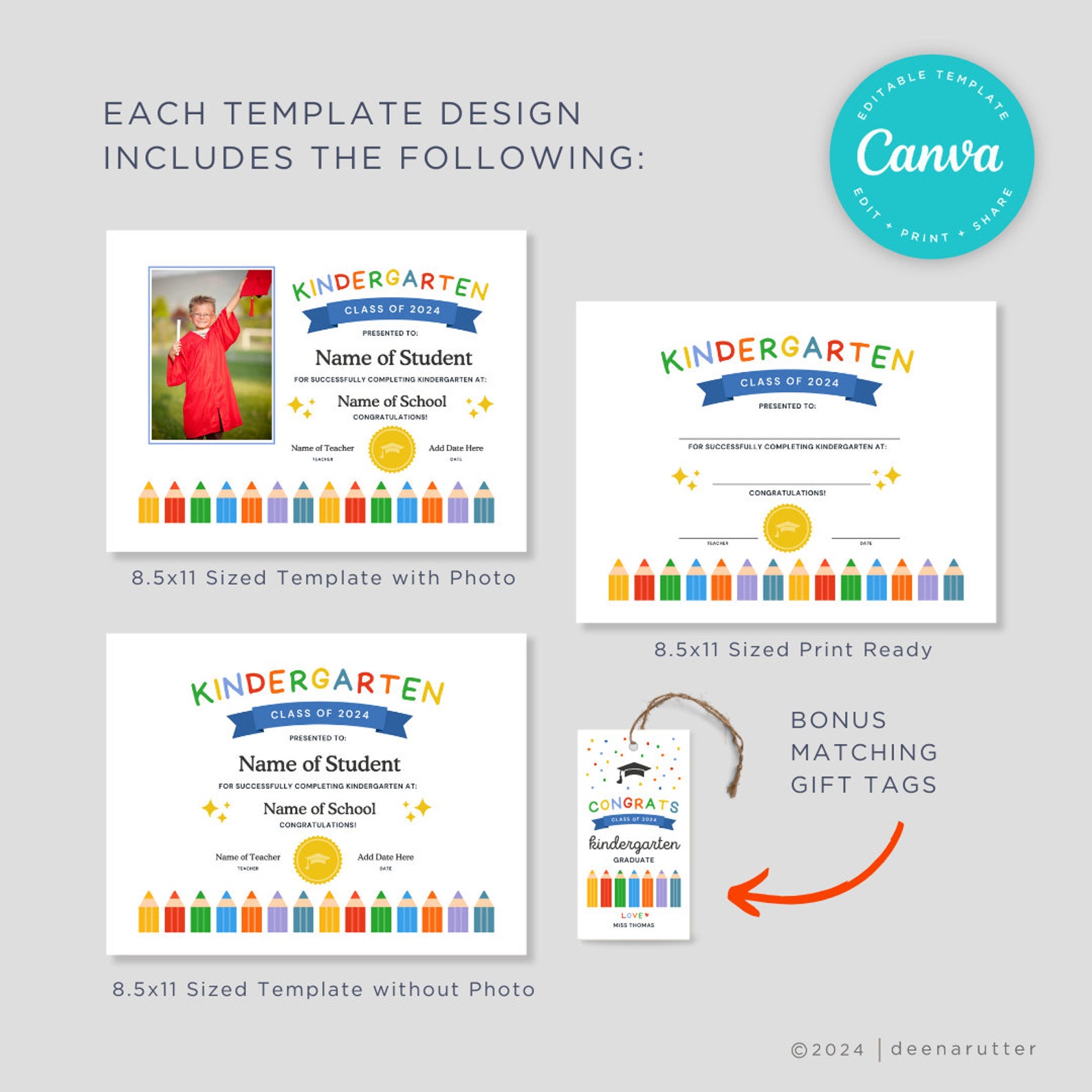 Kindergarten Graduation Certificate Template | Editable Graduation ...