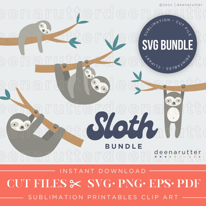 Cute Sloth Svg - Etsy