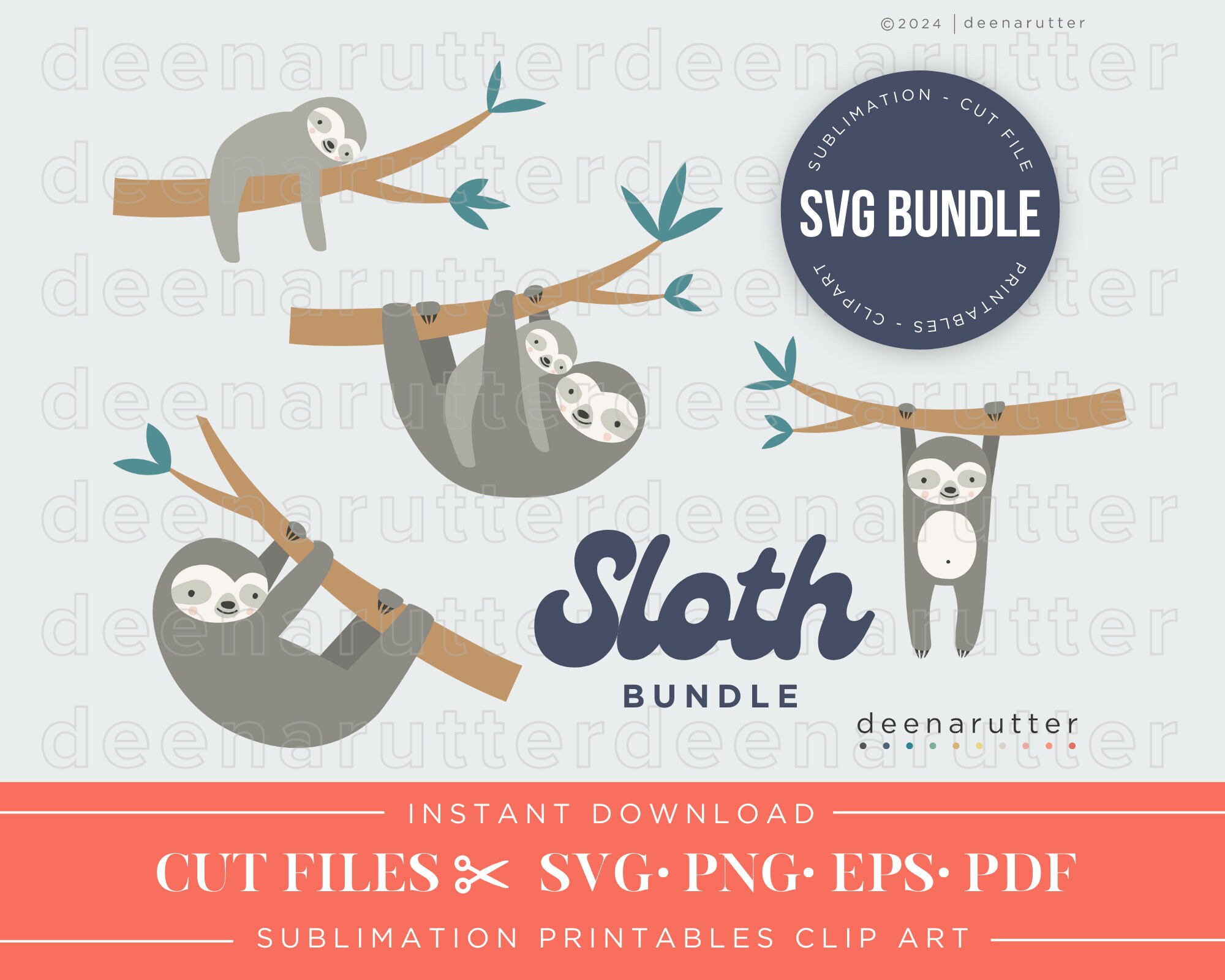 Sloth SVG, Sloth SVG Bundle, Sloth Cut File, Baby Sloth Svg, Cute Sloth ...