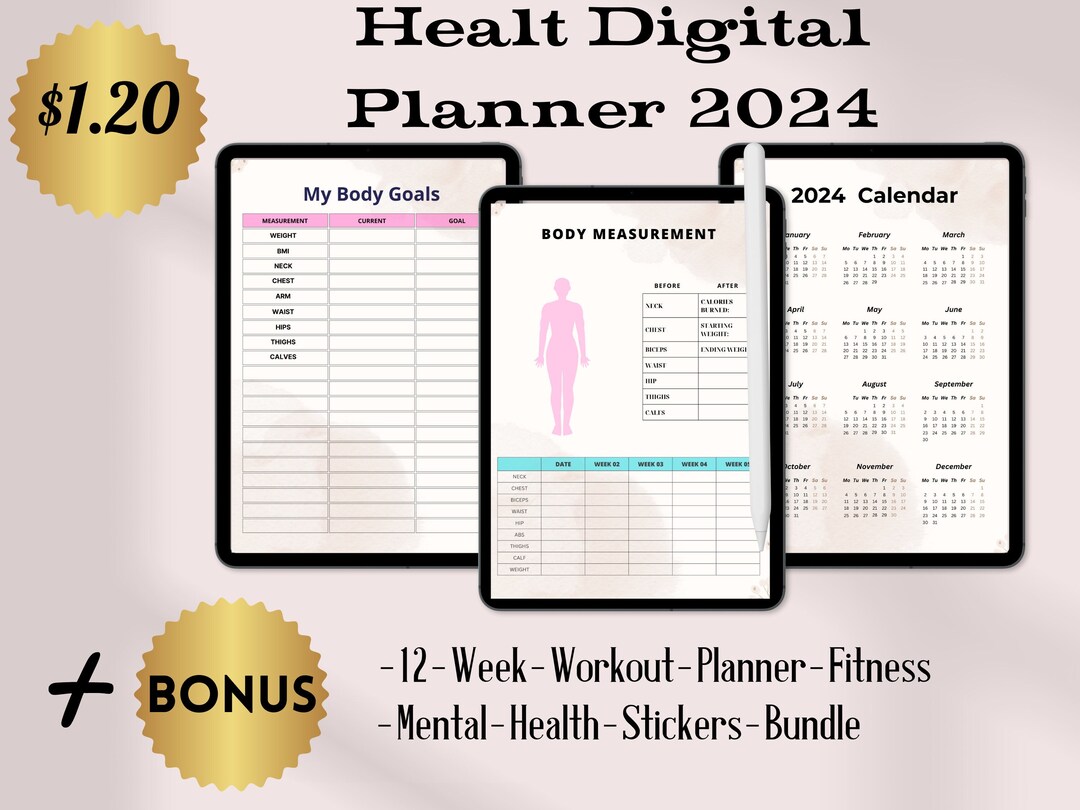 Health Digital Planner 2024, Instant Download - Etsy