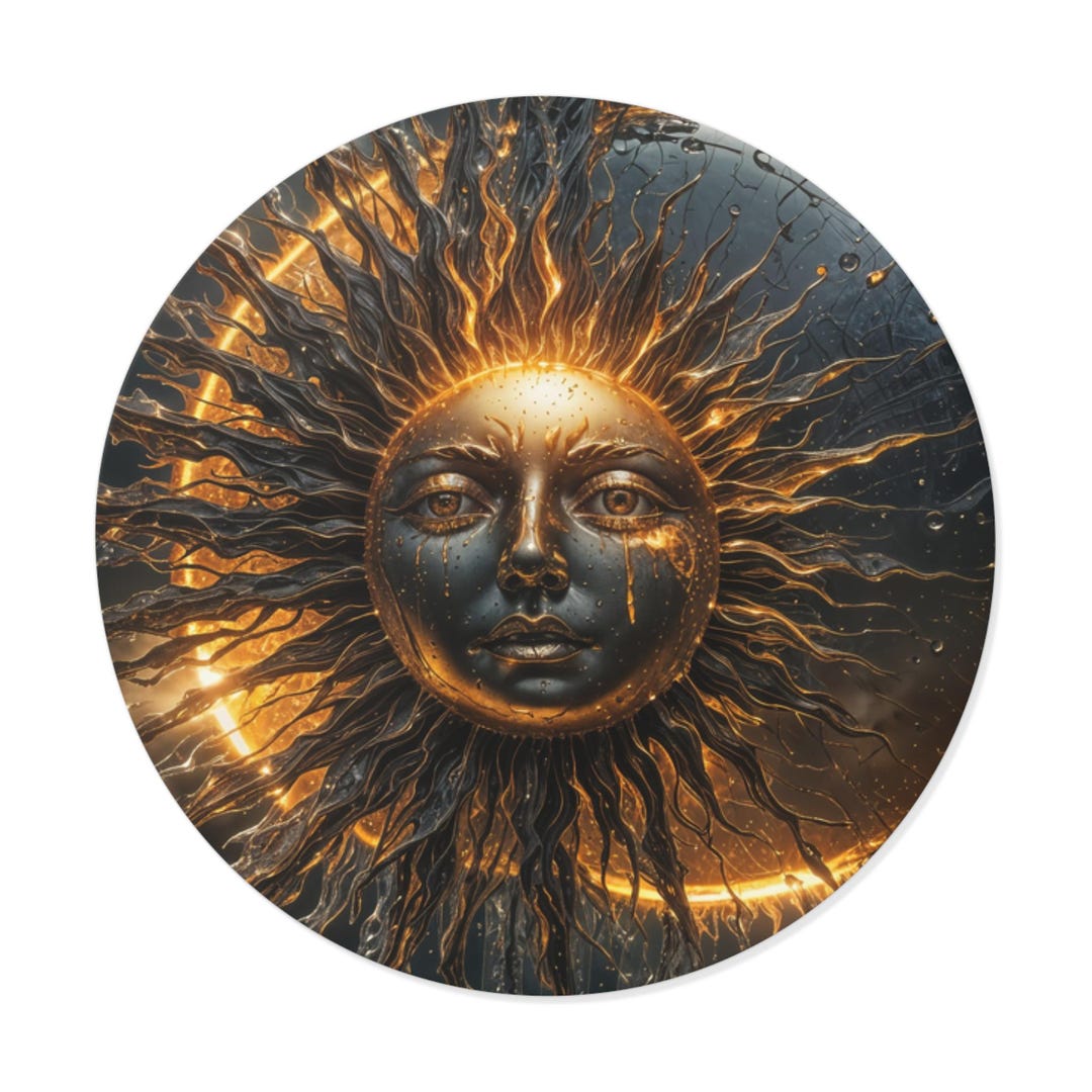 Crying Sun Goddess Round Vinyl Stickers - Bohemian Decor, Laptop Decals ...