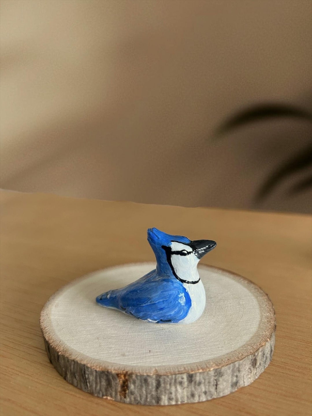 Tiny Clay Blue Jay | Original Clay Bird Sculpture | Mini Bird Figure ...